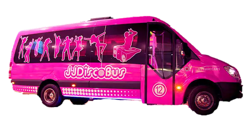 Mini Bus Rosa Barcelona | Alquiler Disco Party para grupos grandes